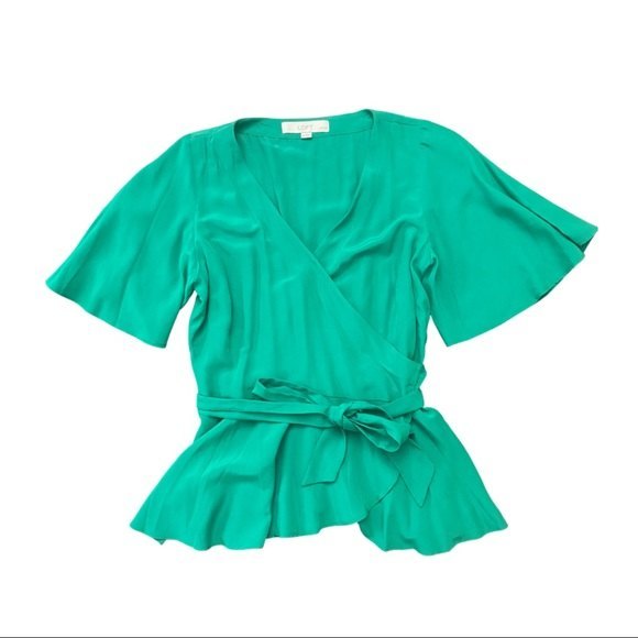 LOFT | Tops | Loft Green Wrap Top Size Xsp | Poshmark